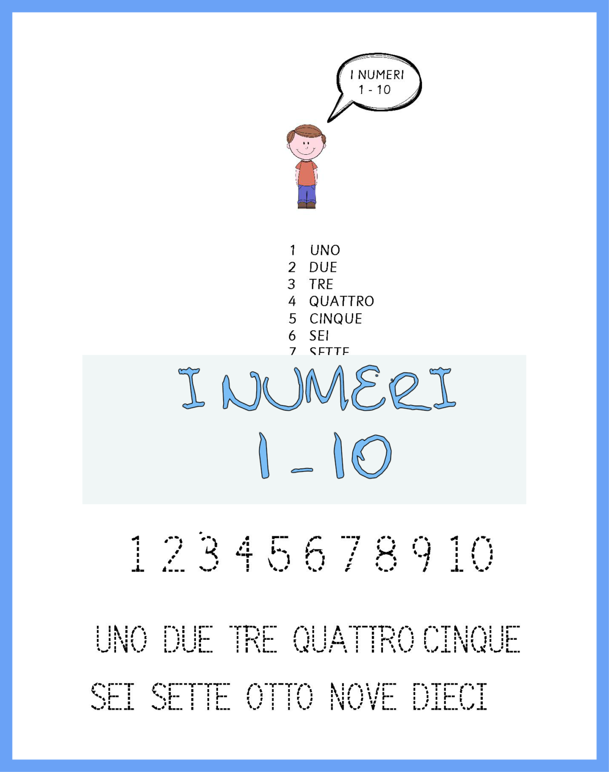 Schede Didattiche - I Numeri 1 - 10 - Butterflo Kids