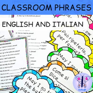 Classroom Phrases - English/Italian - Butterflo Kids