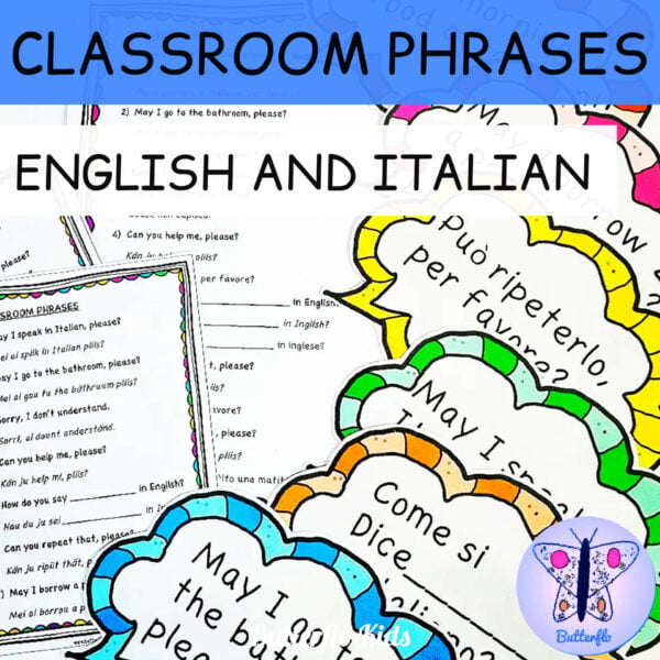 Classroom Phrases - English/Italian - Butterflo Kids