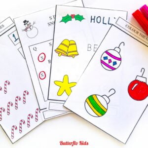 Christmas Vocabulary Colouring Page - Butterflo Kids