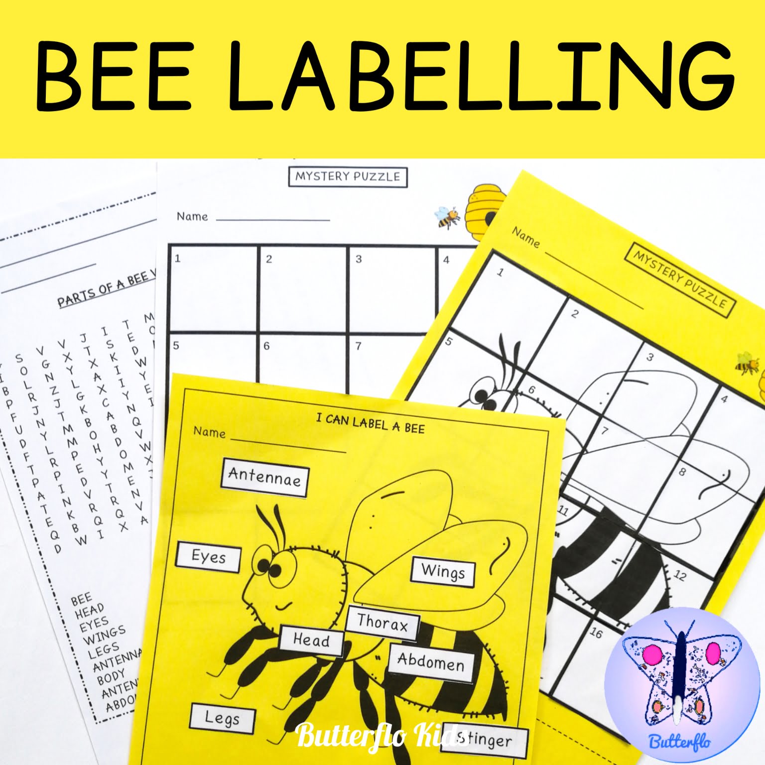 Parts of a Bee Labelling Craft - Butterflo Kids