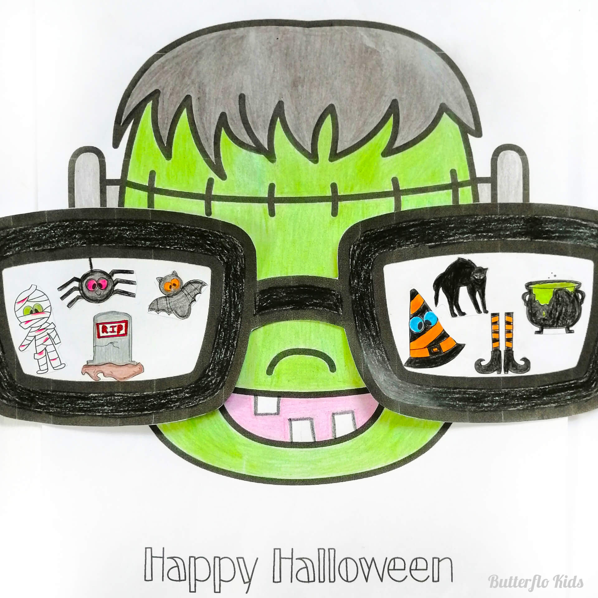 Halloween Craft for Kids (Frankenstein Head) - Butterflo Kids