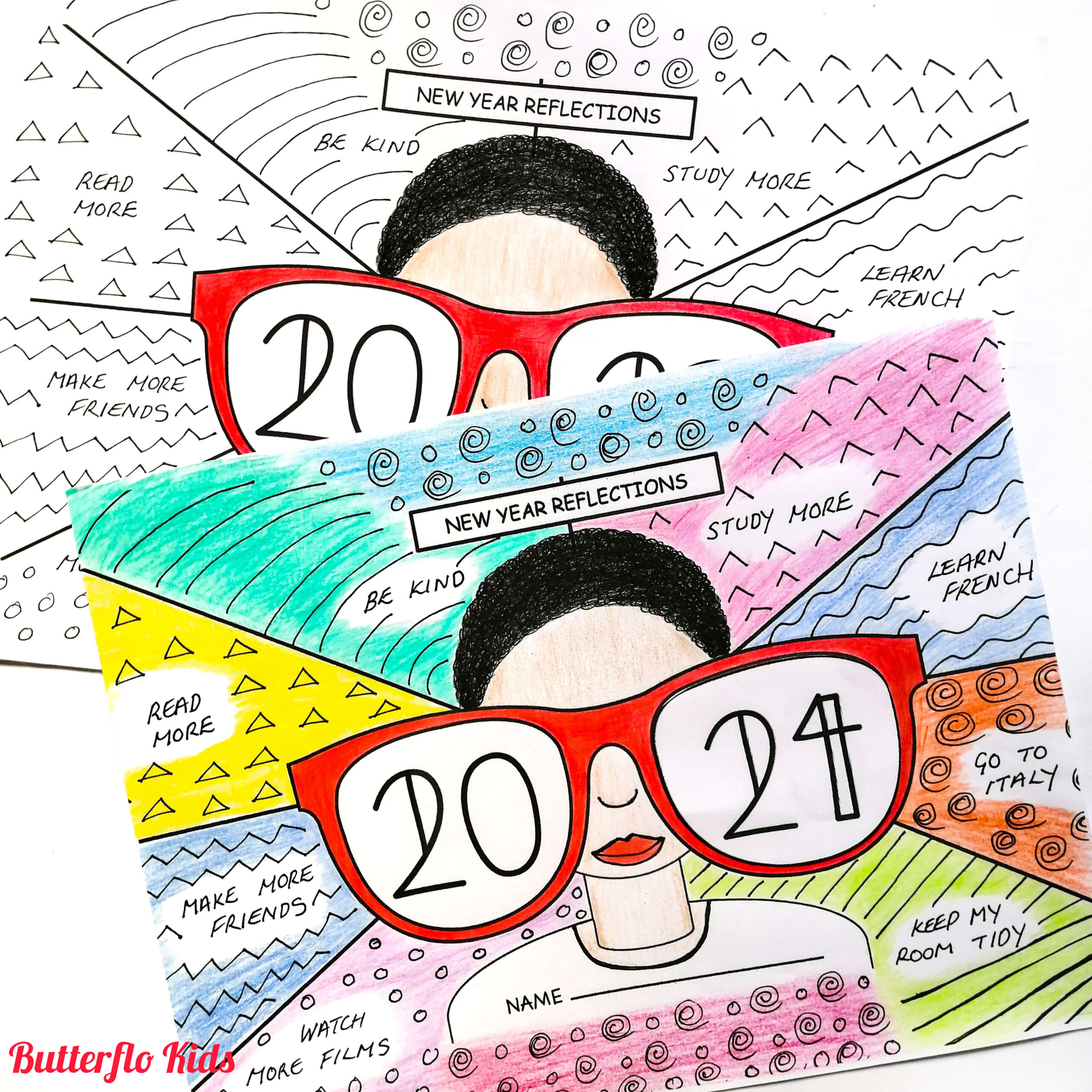 NEW YEAR COLOURING PAGES - Butterflo Kids