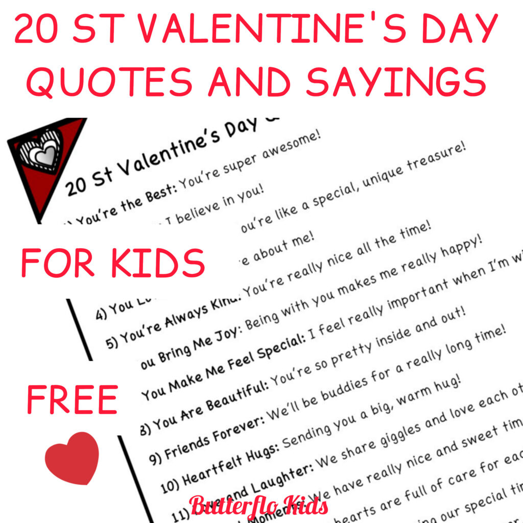 20 St Valentine's Day Quotes and Sayings for Kids - Butterflo Kids