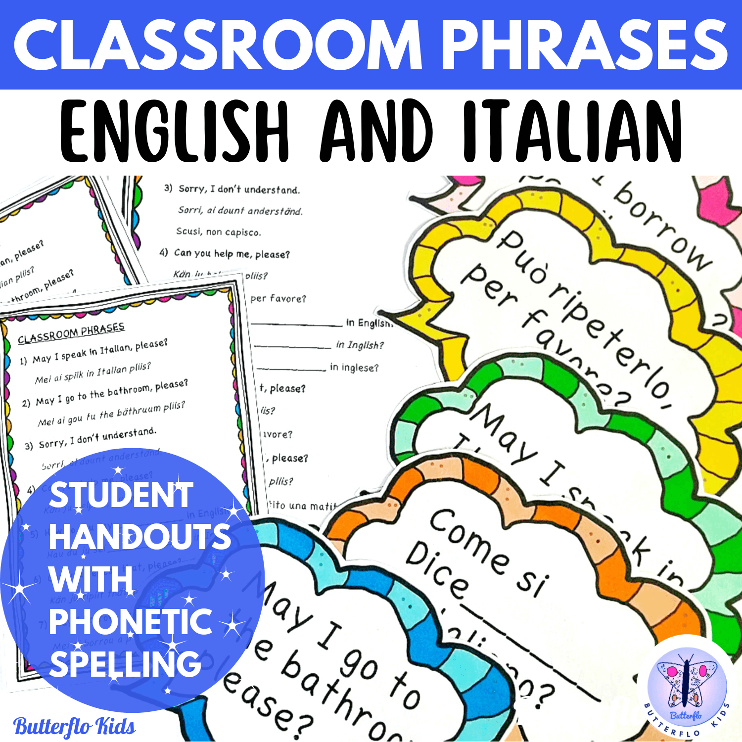 Classroom Phrases - English/Italian - Butterflo Kids